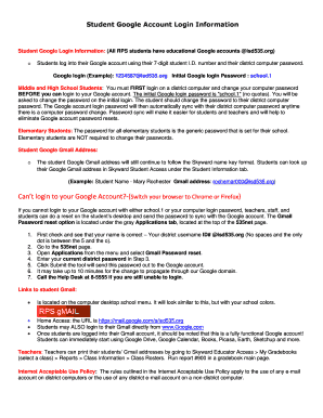 Fillable Online Student Google Account Login Information Fax Email ...