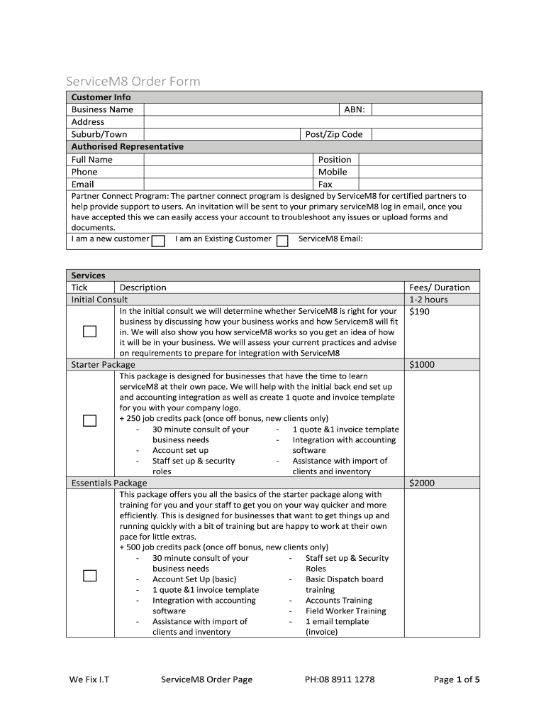 Fillable Online ServiceM8 Order Form Fax Email Print - pdfFiller