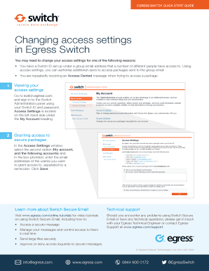 Fillable Online EGRESS SWITCH QUICK START GUIDE Fax Email Print - pdfFiller