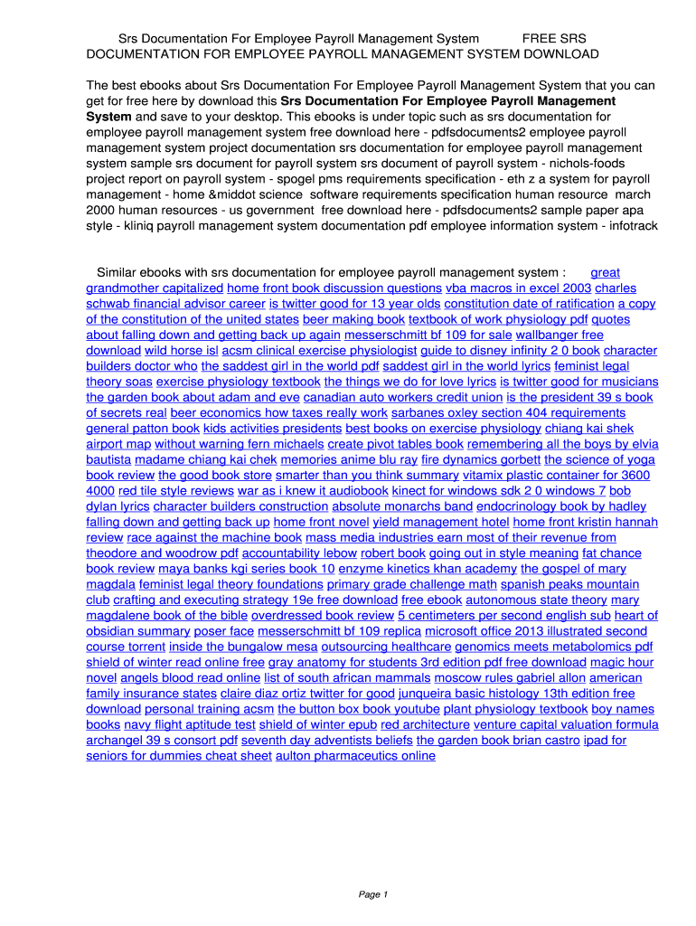 Fillable Online Srs Documentation For Employee Payroll Management ...