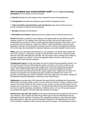 Fillable Online How to prepare your annual premium audit There are 3 ...