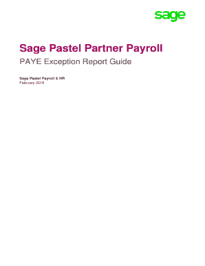 Fillable Online Sage Pastel Partner Payroll PAYE Exception Report Guide Fax Email Print - pdfFiller