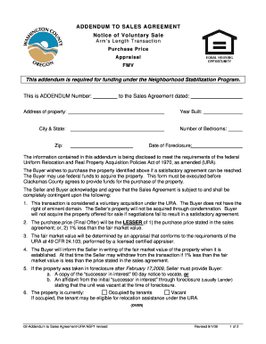Fillable Online Template Addendum to NSP Sales Agreement - OneCPD Fax ...
