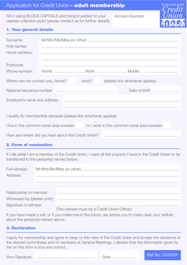 Fillable Online Application for Credit Union - adult membership Fax ...