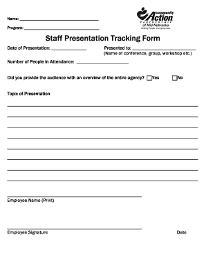 Fillable Online Staff Presentation Tracking Form Fax Email Print ...