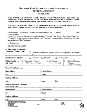 Fillable Online National real estate auction corporation auction ...