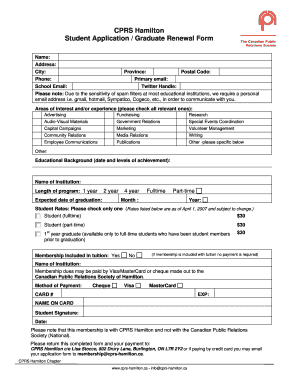 Fillable Online cprs-hamilton CPRSStudentMembershipApplication2013 ...