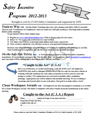 Fillable Online Safety Incentive Fax Email Print - pdfFiller
