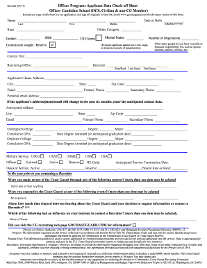 Fillable Online Revised (04/03) Direct Commission Programs Officer ...