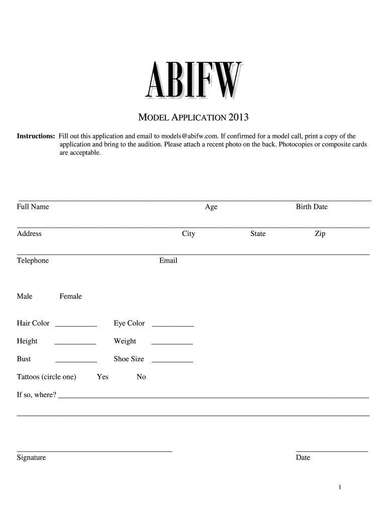 Modeling Registration Form 2023 Fill Online Printable Fillable Blank PdfFiller