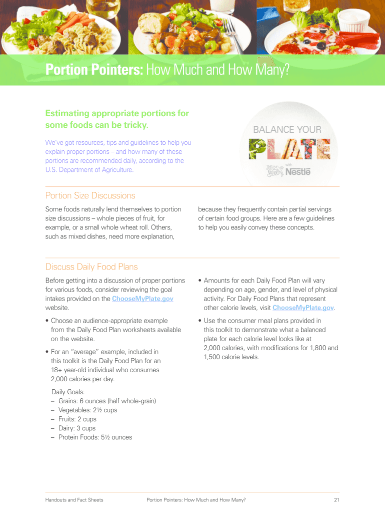 Fillable Online Portion Pointers: How Much and How Many Fax Email Print ...