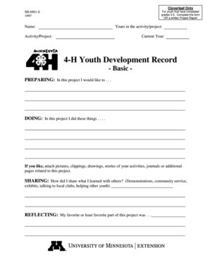 Fillable Online 4-H Record Form - Cloverleaf: Basic - Extension ...