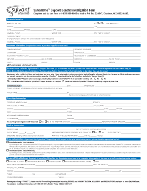 Fillable Online SylvantOne Support Benefit Investigation Form (BIF) Fax ...