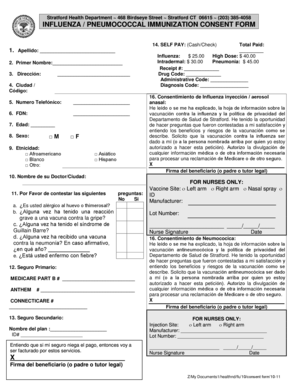 Fillable Online INFLUENZA / PNEUMOCOCCAL IMMUNIZATION CONSENT FORM Fax ...
