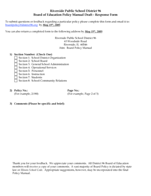 Fillable Online district96 Board Policy Feedback Form - Riverside ...