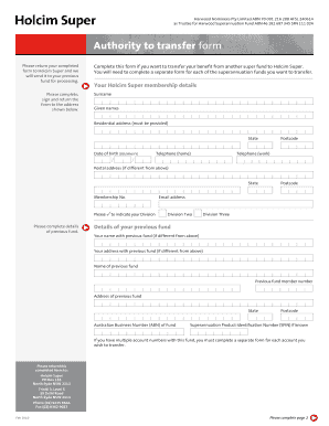 Fillable Online Authority to transfer form - Holcim Super Fax Email Print - pdfFiller