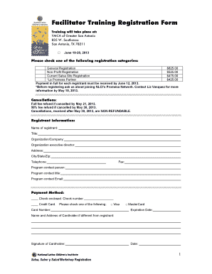 Fillable Online nlci Facilitator Training Registration Form - National ...