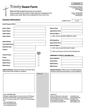 Fillable Online Hospitality Request Form - Trinity School for Ministry ...