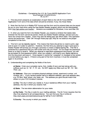 Fillable Online Guidelines Completing the U.S. Air Force MARS ...
