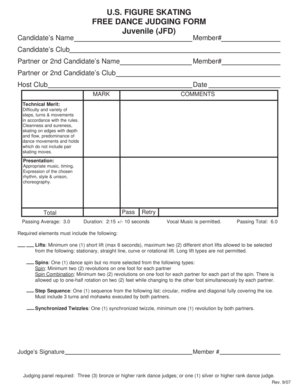 Fillable Online usfigureskating US FIGURE SKATING FREE DANCE JUDGING ...