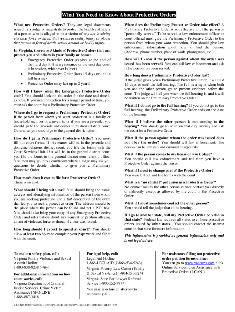 Fillable Online What you bNeedb to Know About Protective Orders ...