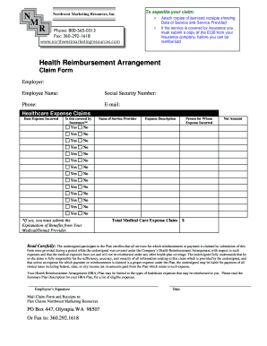 Fillable Online HRA Comprehensive Plan Claim Form Fax Email Print ...