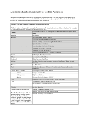 Fillable Online fpctx Minimum Education Documents for College Admission ...