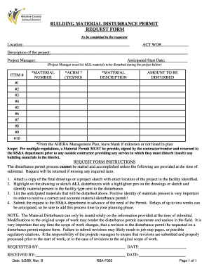 Fillable Online BUILDING MATERIAL DISTURBANCE PERMIT REQUEST FORM Fax ...