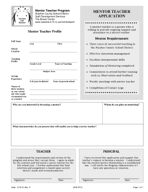 Fillable Online Mentor Teacher Program Fax Email Print - pdfFiller