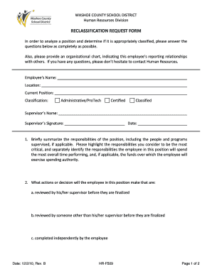 Fillable Online RECLASSIFICATION REQUEST FORM - Washoe County School ...