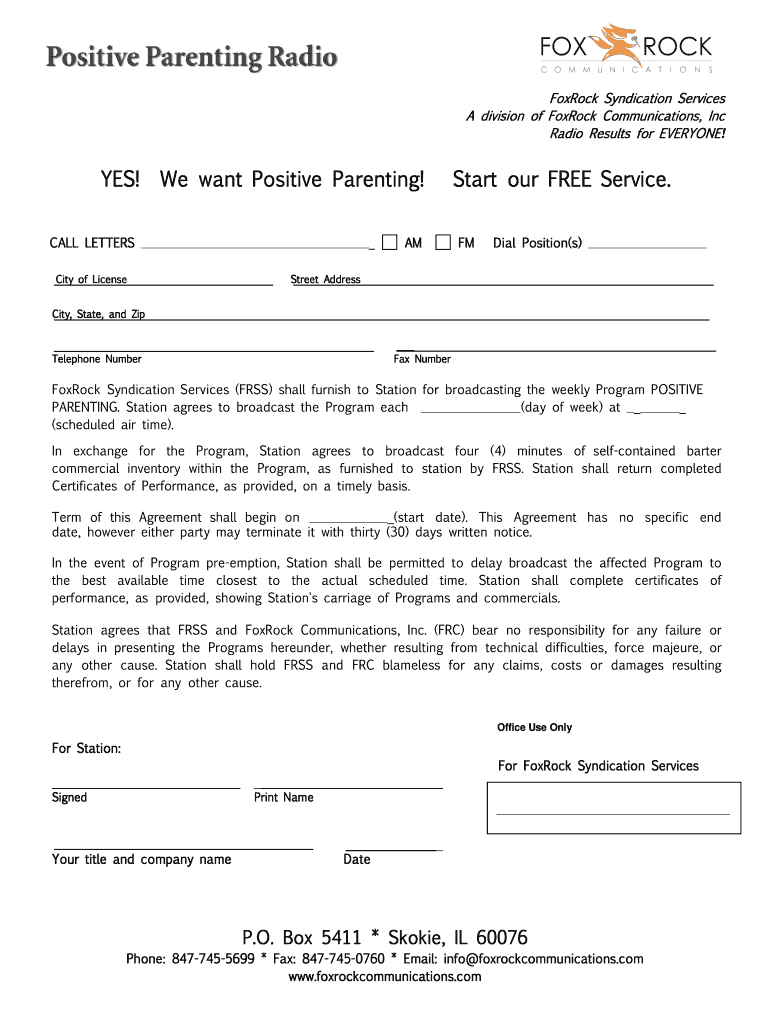 Fillable Online Positive Parenting! Positive Parenting! - FoxRock ...