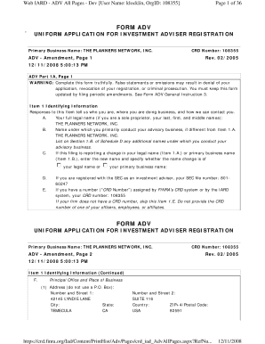 Fillable Online FORM ADV FORM ADV - The Planners Network Fax Email ...