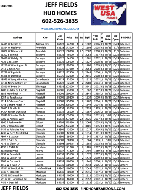 Fillable Online 10-23-13 - HUD HOMES LIST.xls. Data Feedback Report ...