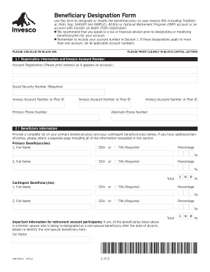 Invesco Beneficiary Designation Form - Fill Online, Printable, Fillable ...