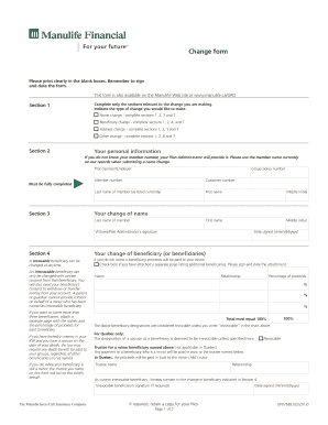 Fillable Online GP0768EW Change Form:Layout 1.qxd - Manulife Financial ...