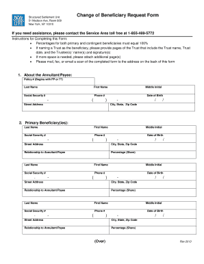 Fillable Online Change of Beneficiary Request Form - New York Life ...