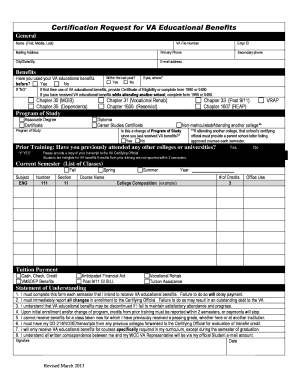 Fillable Online wc cc va Certification Request for VA Educational ...