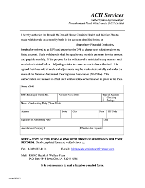 Fillable Online ACH Authorization Fax Email Print - pdfFiller