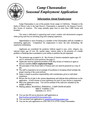 Fillable Online seqbsa Camp Staff Application - Sequoia Council Boy Scouts of America - seqbsa ...