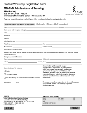 Fillable Online aamc Workshop Registration Form - AAMC - aamc Fax Email Print - pdfFiller