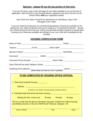 Fillable Online am dodea Dahlgren Housing Verification Form - am dodea ...