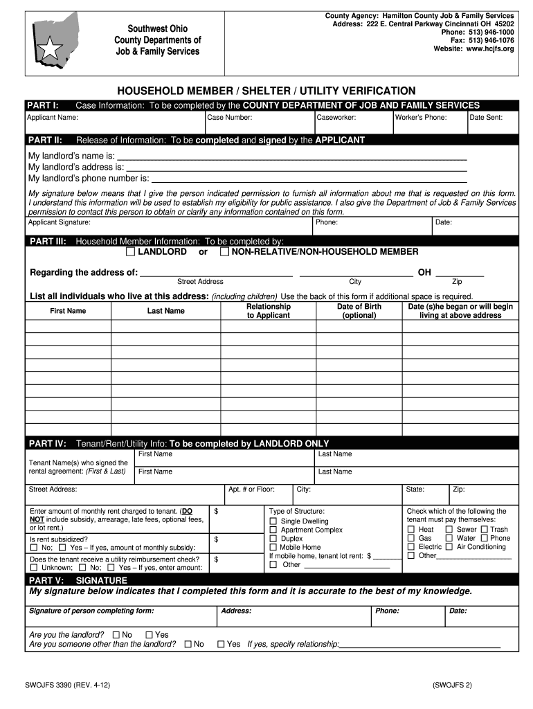 Household Verification Form Fill Online Printable Fillable Blank