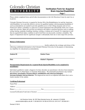 Fillable Online ccu Verification Form for Acquired Brain Injuries ...