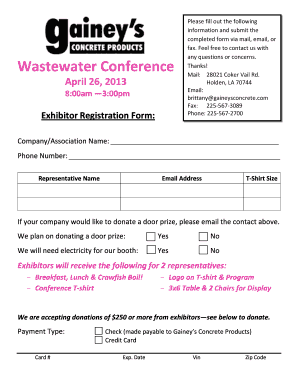 Fillable Online Wastewater Conference April 26, 2013 8:00am 3:00pm ...