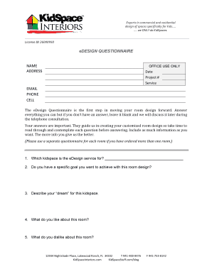 Fillable Online Client Questionnaire - KidSpace Interiors Fax Email ...