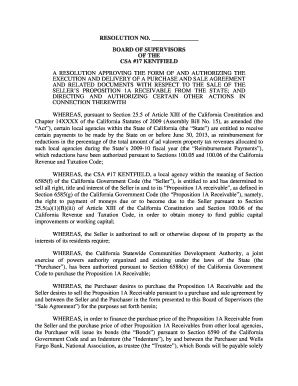 Fillable Online EXECUTION AND DELIVERY OF A PURCHASE AND SALE AGREEMENT ...