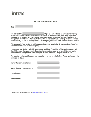 Fillable Online intrax Partner Sponsorship Form - Intrax Fax Email ...