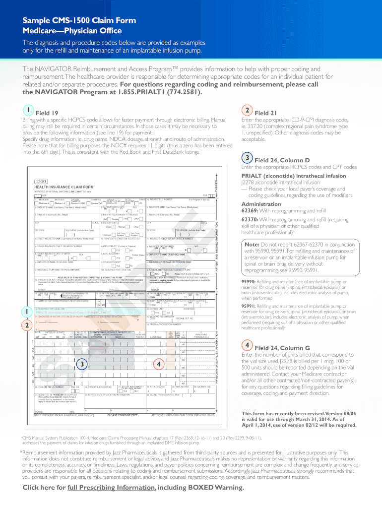 Fillable Online Example CMS 1500 Claim Form - NAVIGATOR Reimbursement ...