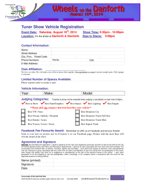 Fillable Online wheelsonthedanforth Tuner Car Show Registration PDF ...