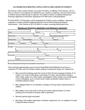 Fillable Online Background screening application & disclosure statement ...